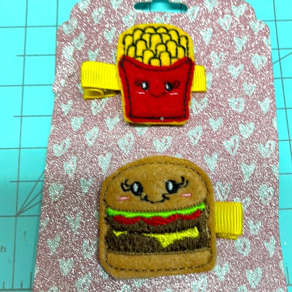 Hand Crafted | Accessories | Burger And Fries Felt Hair Clips Set ...